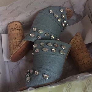 X2B Shoes | Shoes | Stunning Denim Style Open Toe Heels | Poshmark